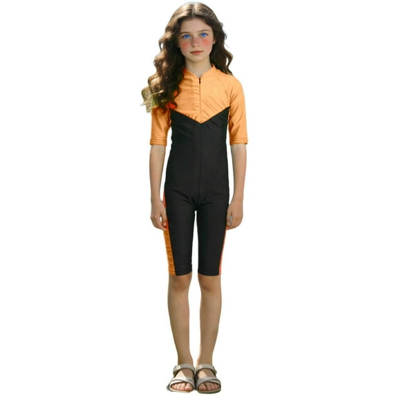 DxhmoneyHX Girls Swimsuit One Piece Zip Up Athletic Bathing Suits ...