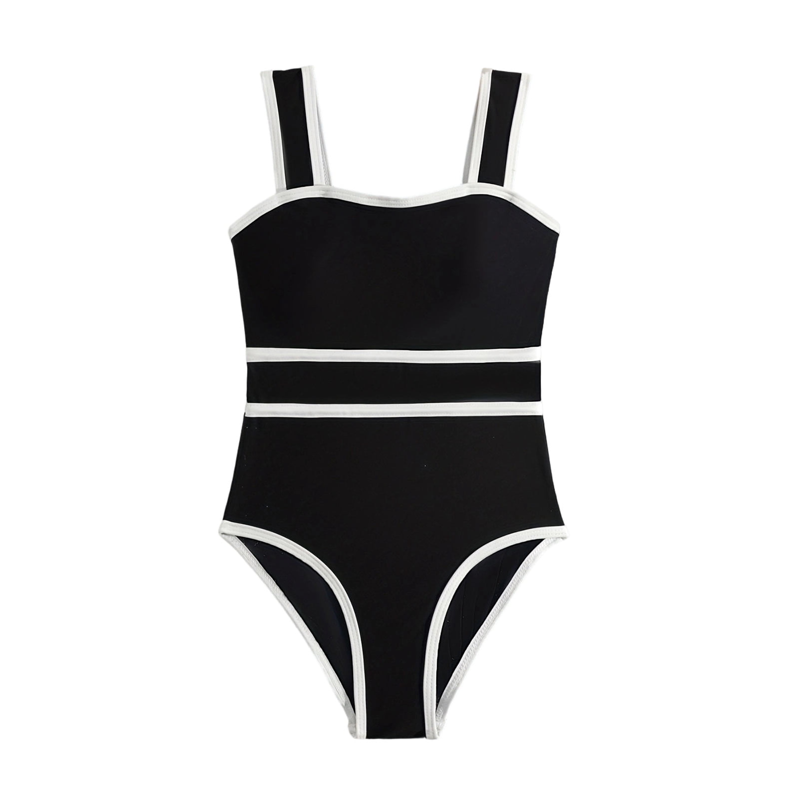 DxhmoneyHX Girls Tankini Swimsuit Color Block Elastic Waist One-Piece ...