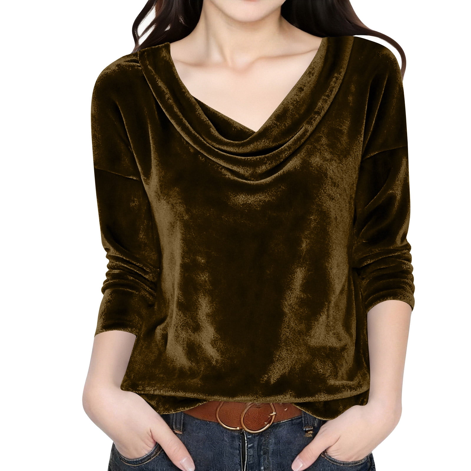 DxhmoneyHX Girls Velvet Long Sleeve Shirts Kids Elegent Clow Neck ...