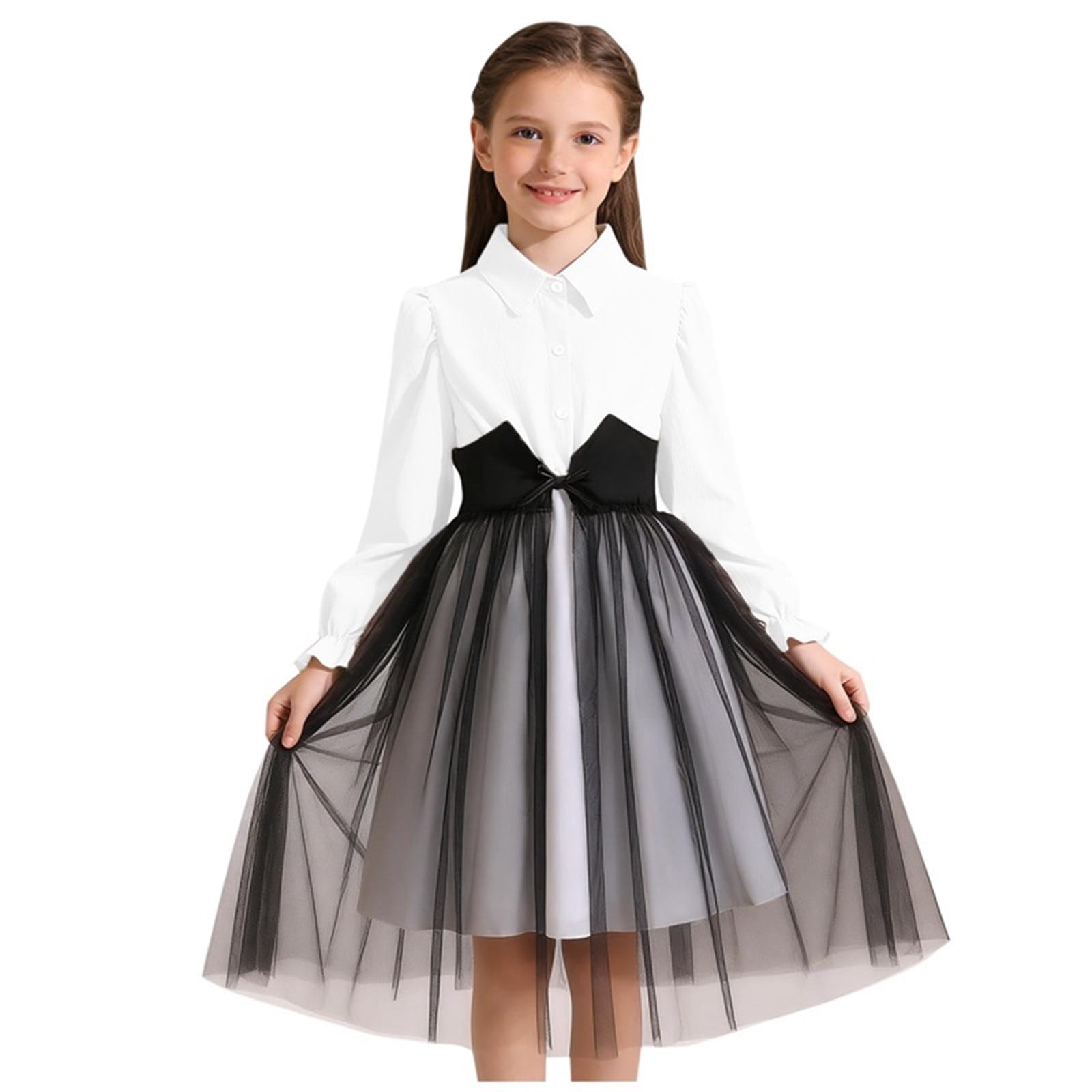 DxhmoneyHX Girls Vintage Dresses Suit Puff Short Sleeve Shirt Dress ...