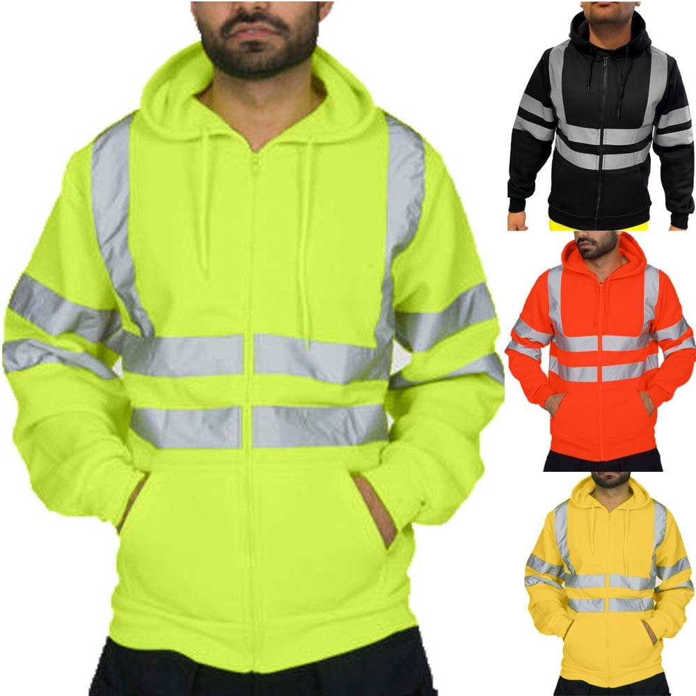 DxhmoneyHX High Visibility Reflective Hoodies for Men, Safety Sweatshirts with Pockets, Work ...
