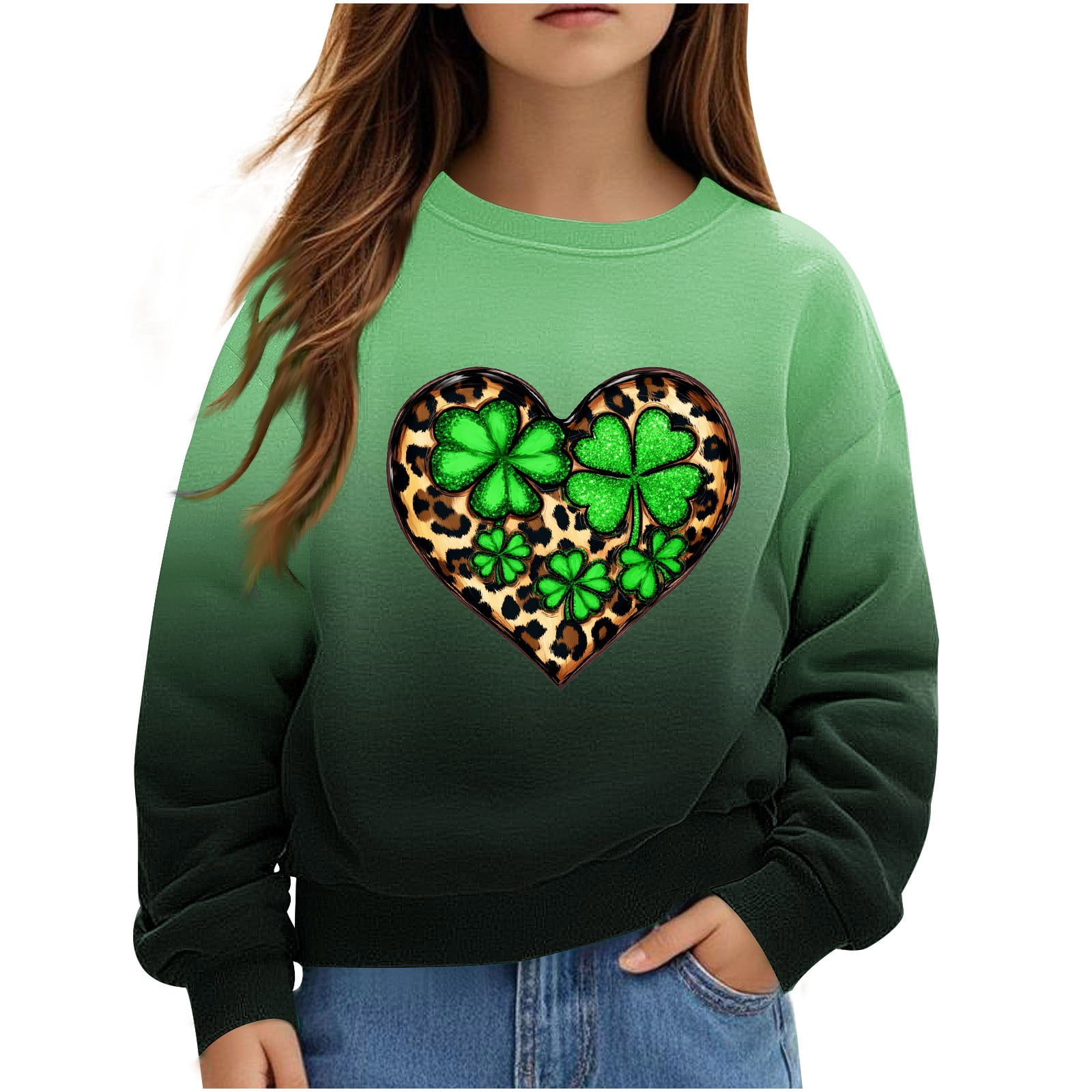 DxhmoneyHX Kids St Patrick Pullover Tops Long Sleeve Graphic Sweatshirt Casual Loose Warm ...