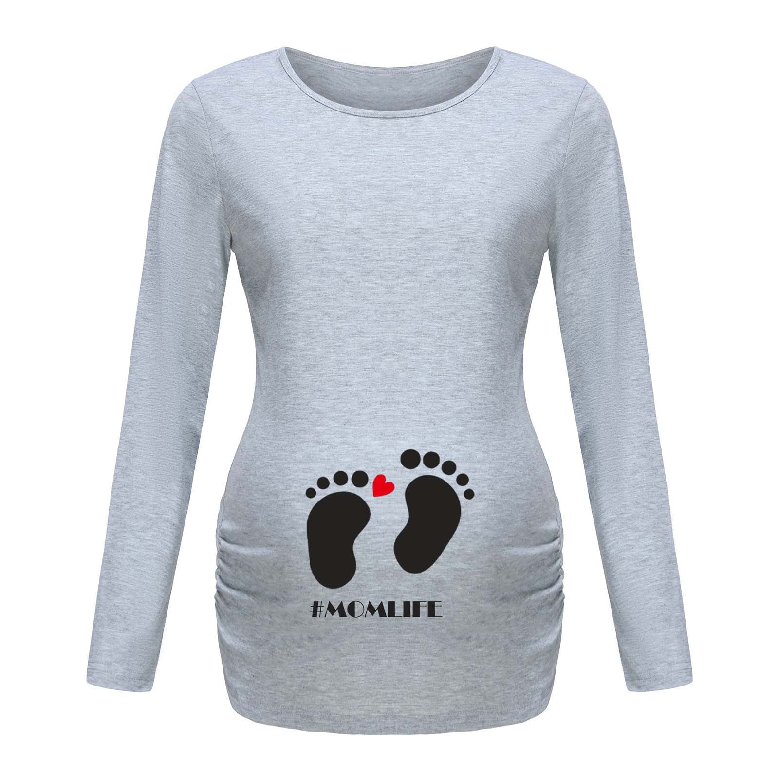 DxhmoneyHX Maternity Shirts Long Sleeve Cute Print Pregnancy Tops ...
