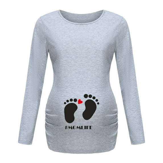 DxhmoneyHX Maternity Shirts Long Sleeve Cute Print Pregnancy Tops ...
