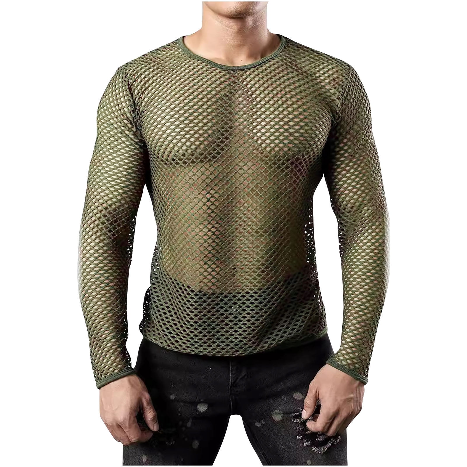DxhmoneyHX Men's Sleeveless Fishnet Tank Top Mesh Sheer Undershirt Semi ...
