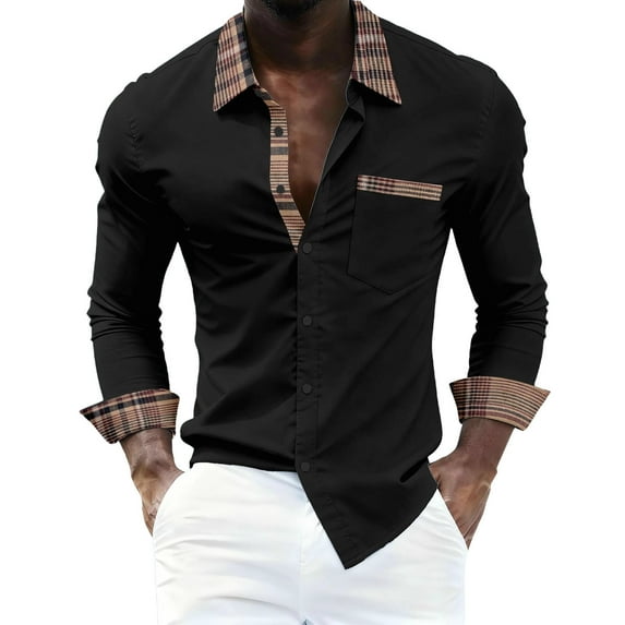 DxhmoneyHX Mens Dress Shirt Long Sleeve Button Down T Shirt Wrinkle ...