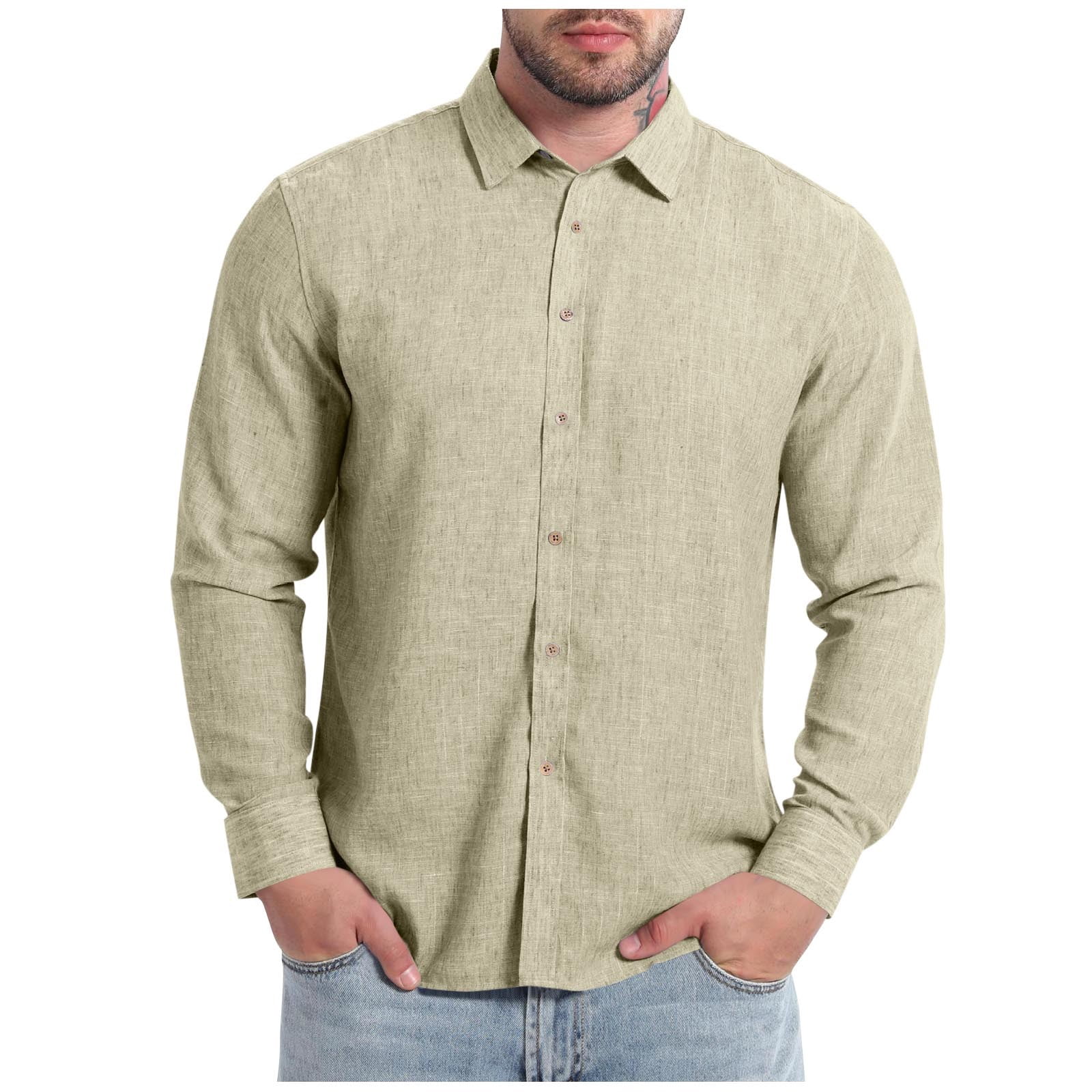 DxhmoneyHX Mens Long Sleeve Shirts Casual Lapel Button Down T Shirts ...