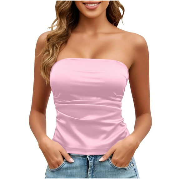 DxhmoneyHX Strapless Tube Tops for Women Backless Trendy Off Shoulder ...