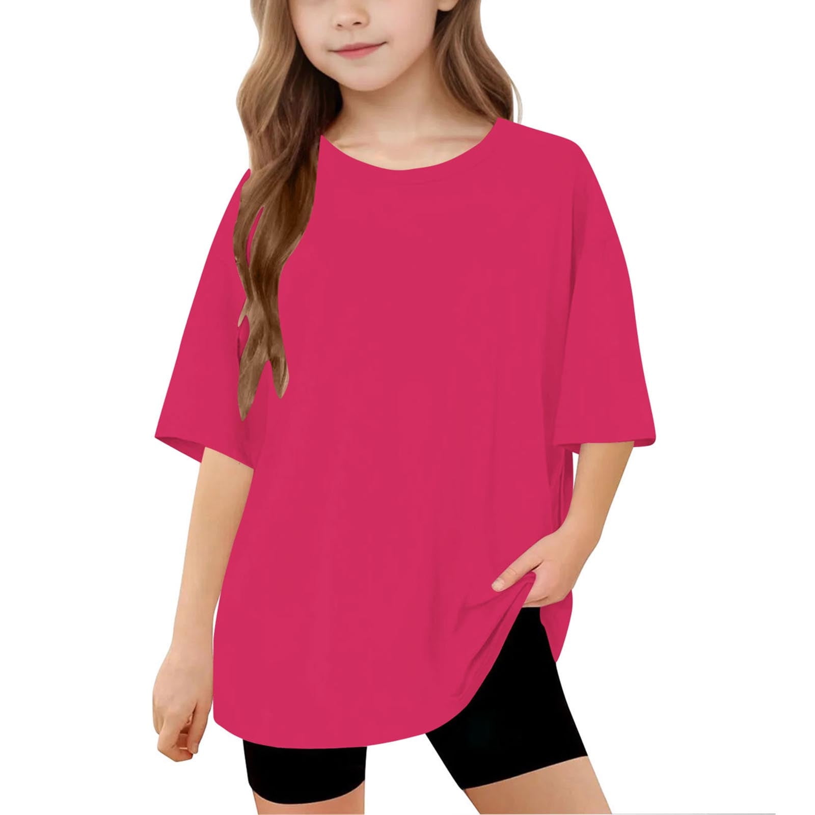 DxhmoneyHX Summer Short Sleeve Shirts for Boys Girls Crew Neck Basic ...