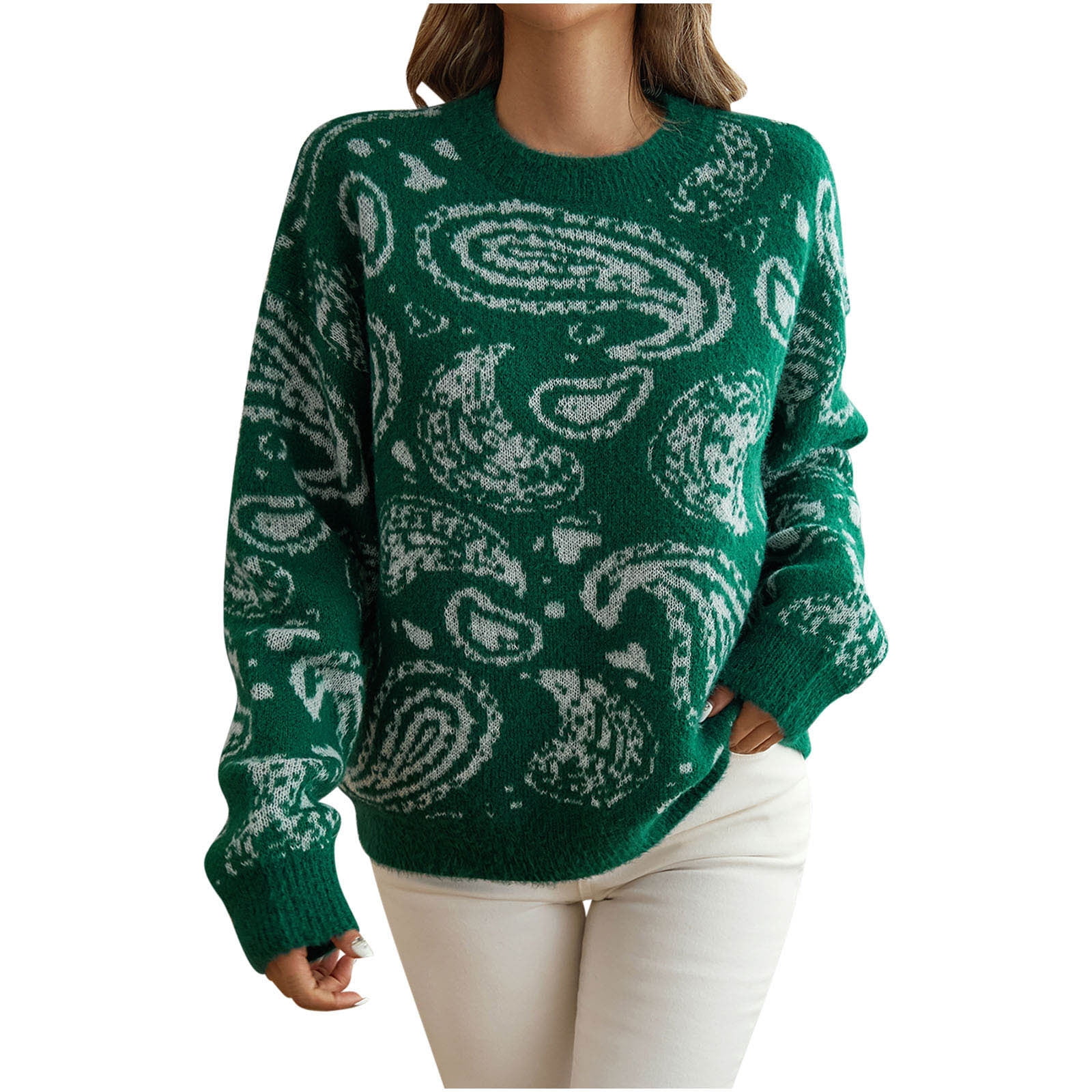 DxhmoneyHX Sweaters for Women Trendy Fashion 2024 Long Sleeve Crewneck ...