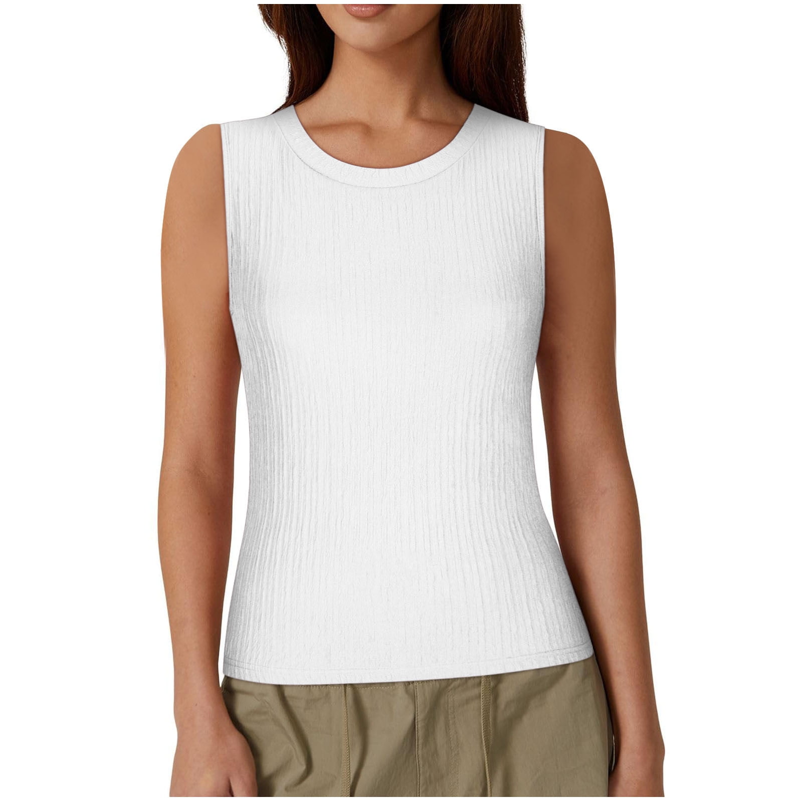 Dxhmoneyhx Tank Top For Women 2024 Summer Sleeveless Crewneck Tee