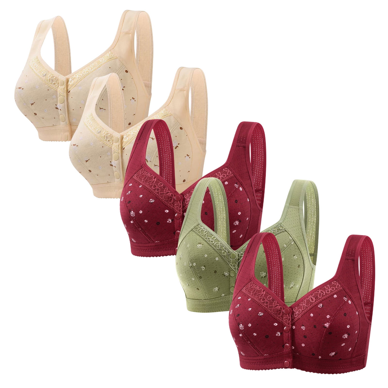 DxhmoneyHX Women Front Closure Button Bras 5 Pack Underwear Full ...