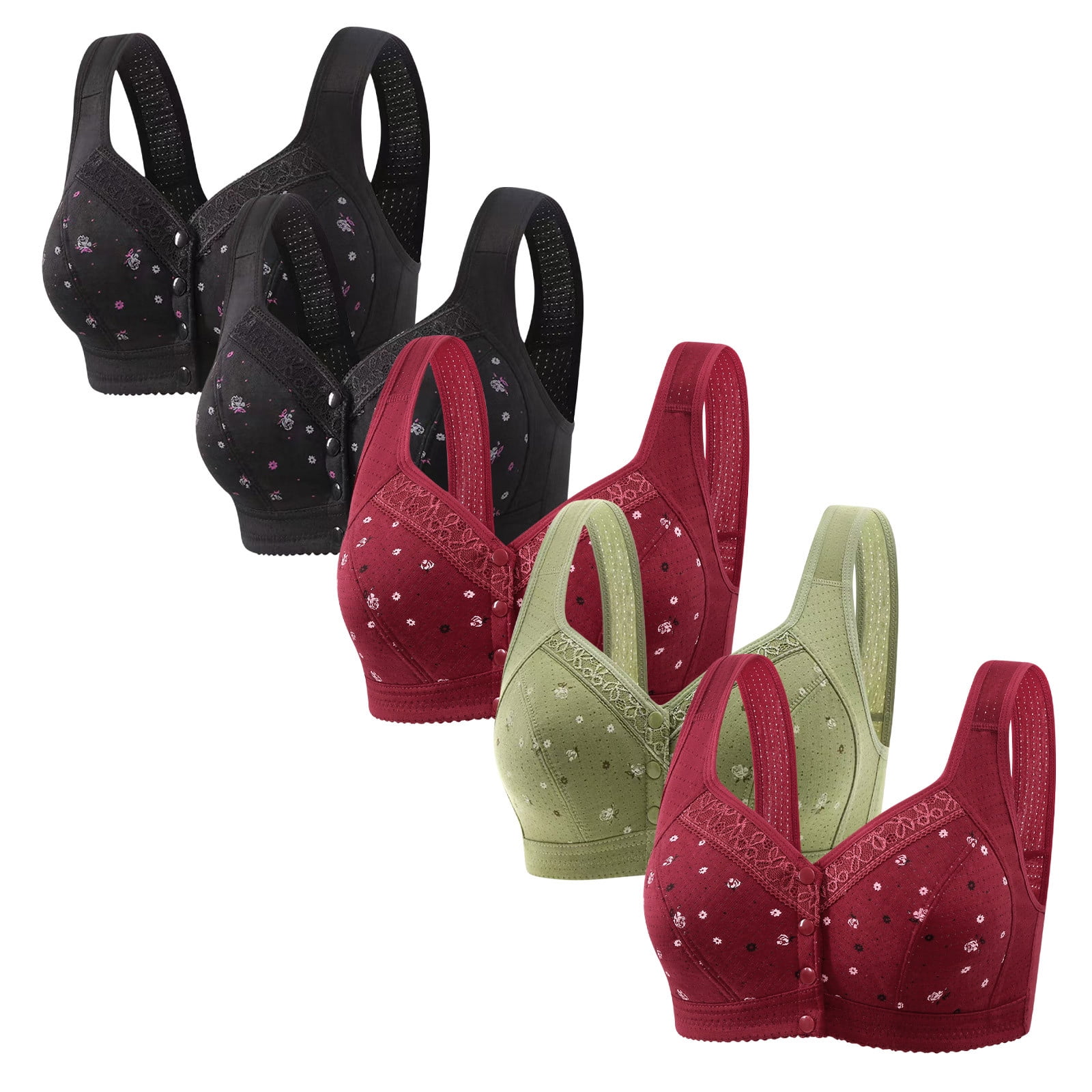 DxhmoneyHX Women Front Closure Button Bras 5 Pack Underwear Full ...