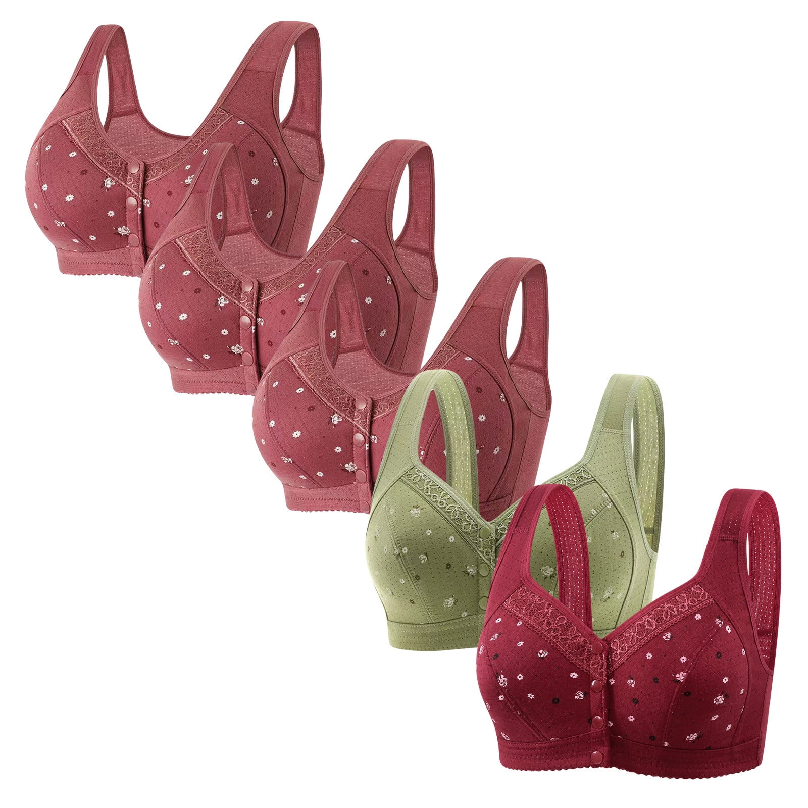 DxhmoneyHX Women Front Closure Button Bras 5 Pack Underwear Full ...