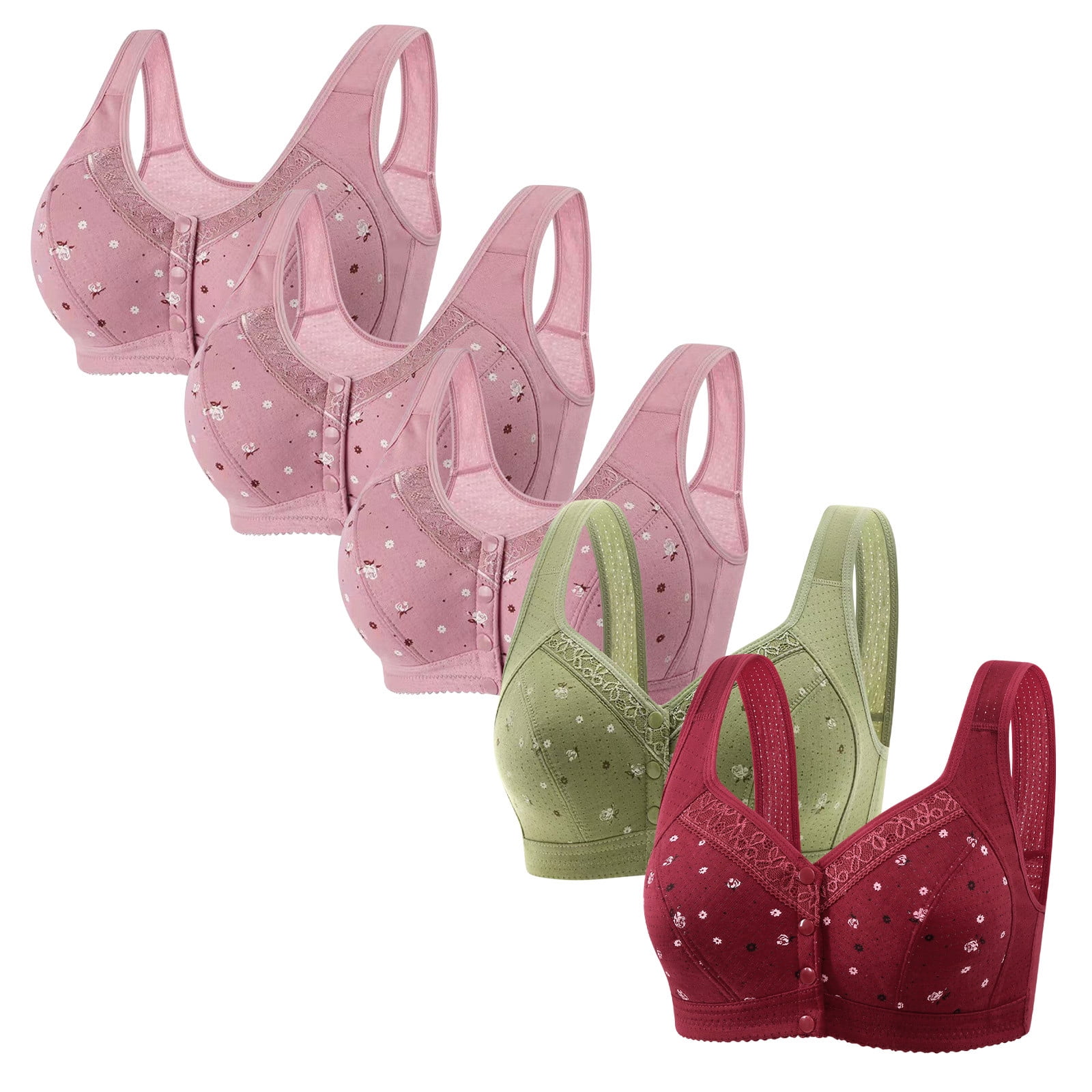 DxhmoneyHX Women Front Closure Button Bras 5 Pack Underwear Full ...