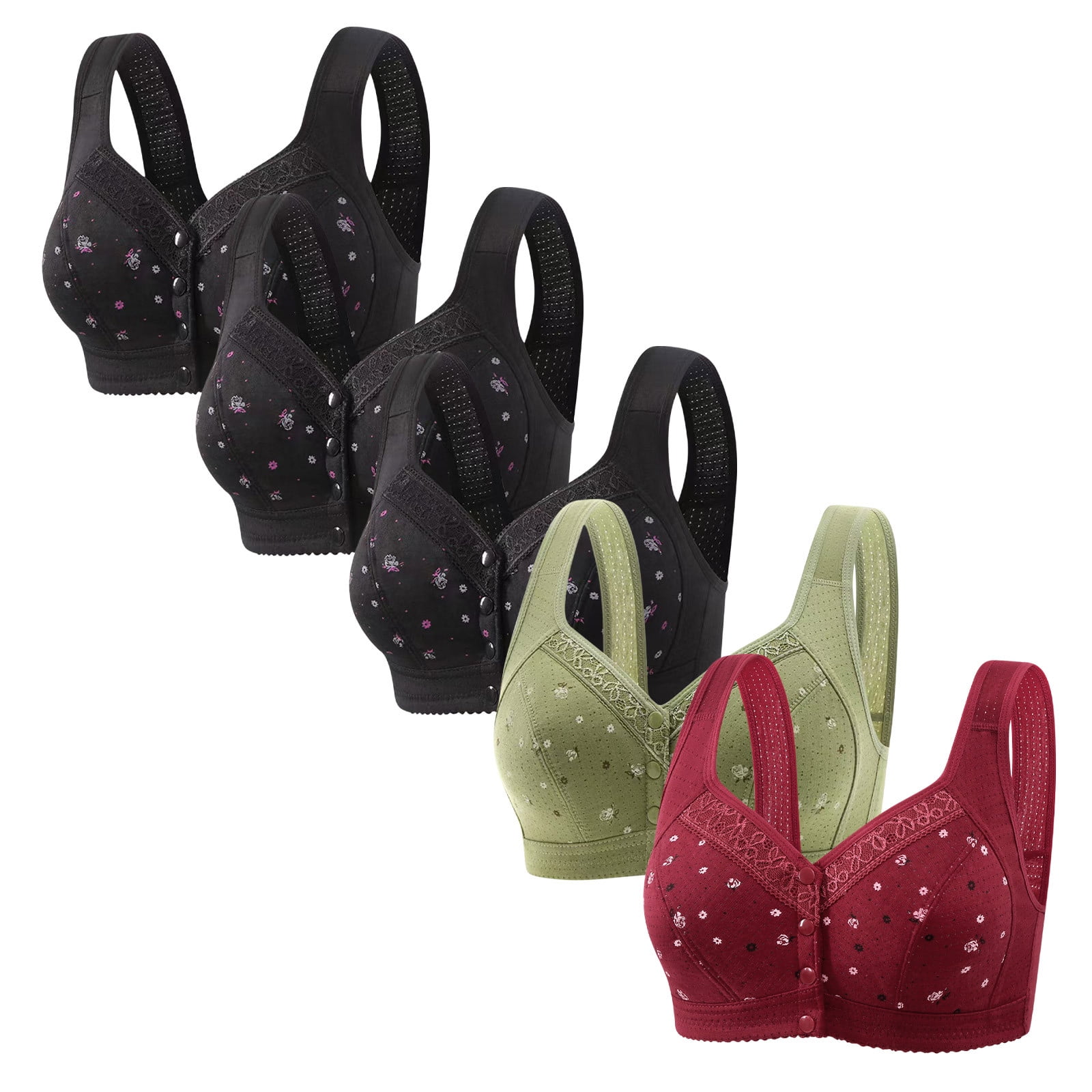 DxhmoneyHX Women Front Closure Button Bras 5 Pack Underwear Full ...