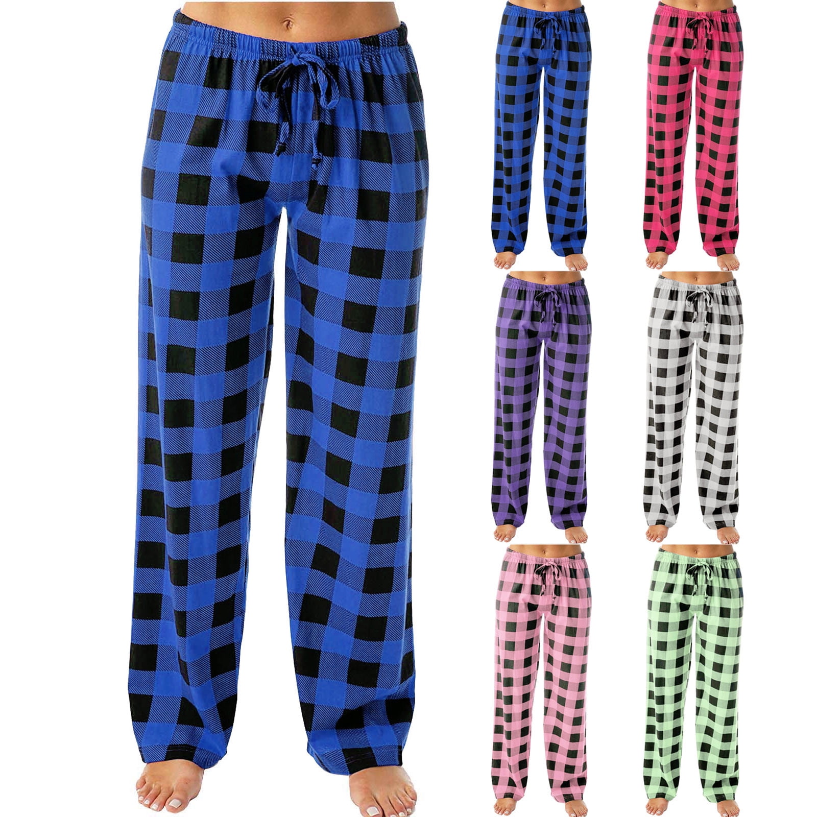 DxhmoneyHX Women Pajama Pants Plaid Buffalo Sleepwear Pajamas Pants ...