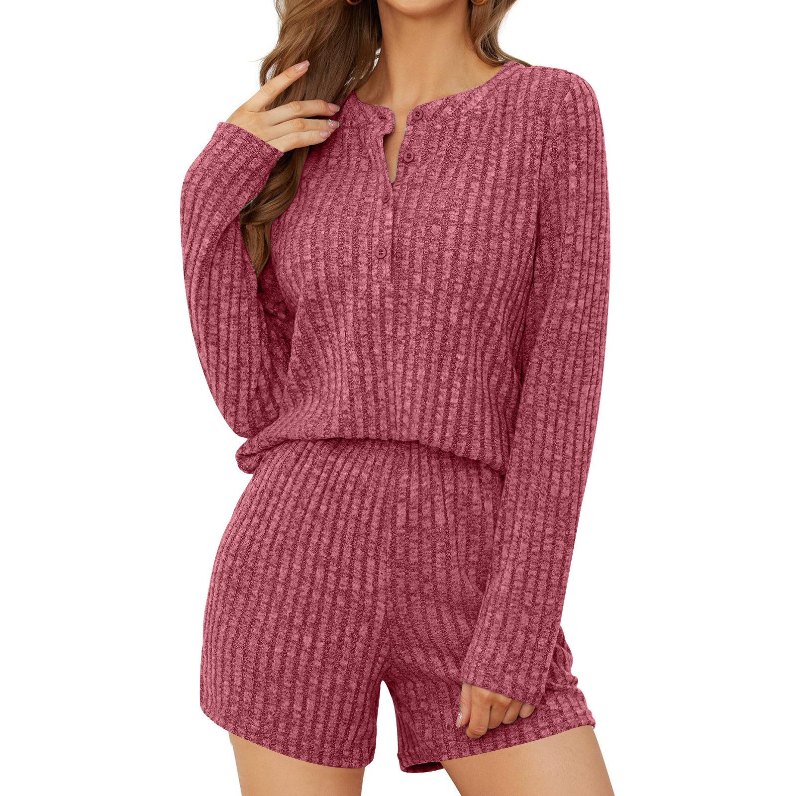 DxhmoneyHX Womens Lounge Sweater Pajamas Sets Botton Crew Neck Long ...