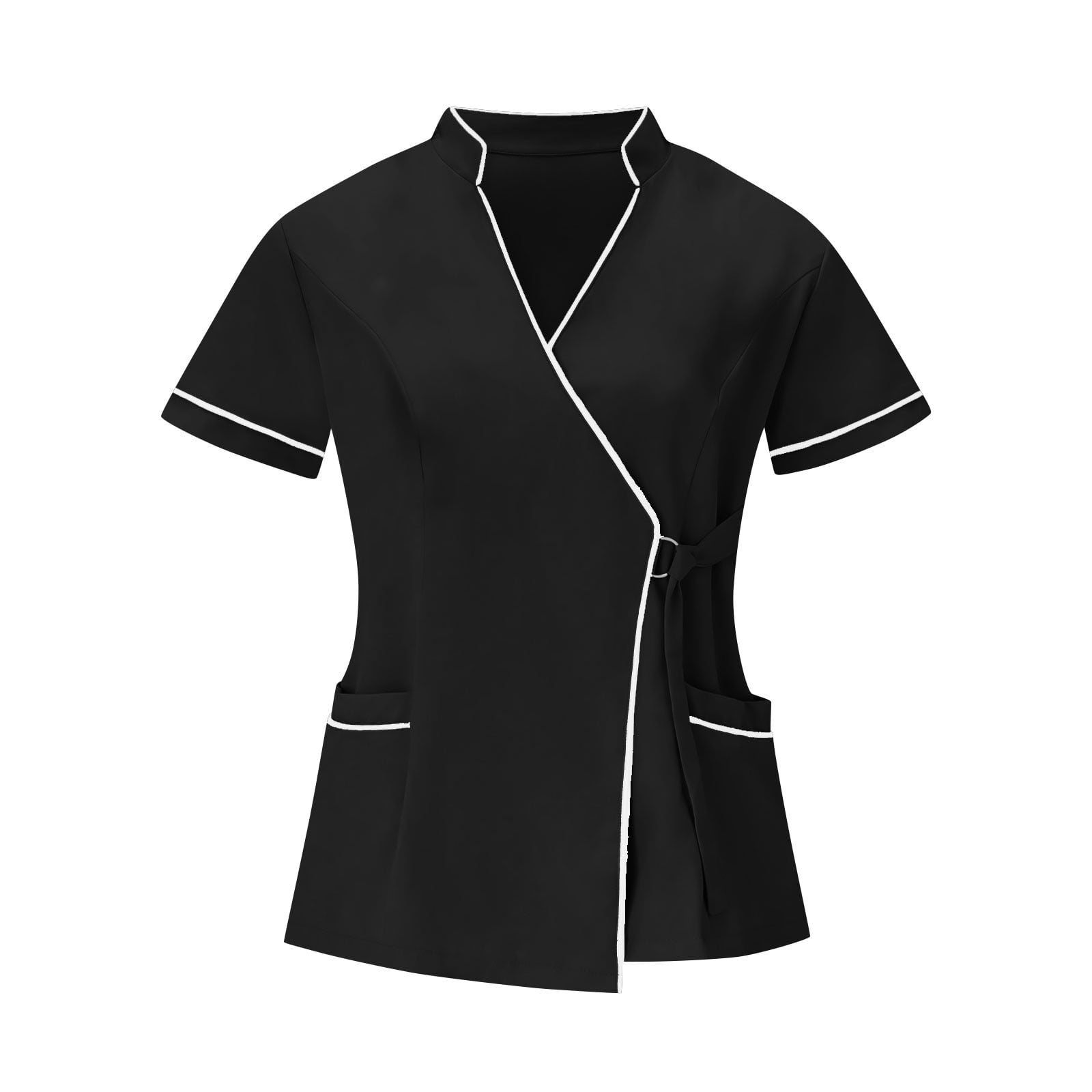 DxhmoneyHX Womens Scrub Tops Classic Fit V Neck Short Sleeve Wrap Shirt ...
