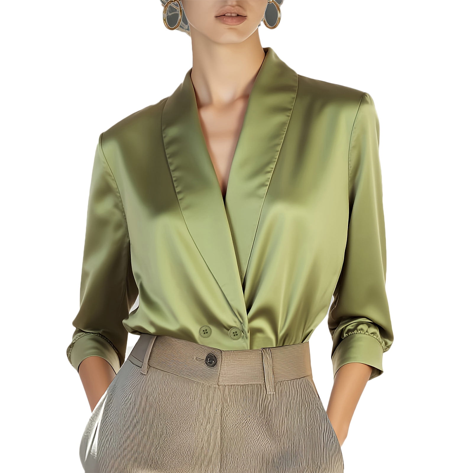 DxhmoneyHX Womens T Shirts V Neck Long Sleeve Wrap Shirts Casual Office ...