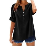 DxhmoneyHX Womens Tops Causal Henley Neck Short Sleeve Shirts Button ...