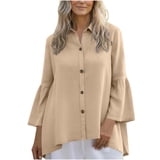 DxhmoneyHX Womens Tops V Neck Lapel Button Down Blouse Batwing Long ...