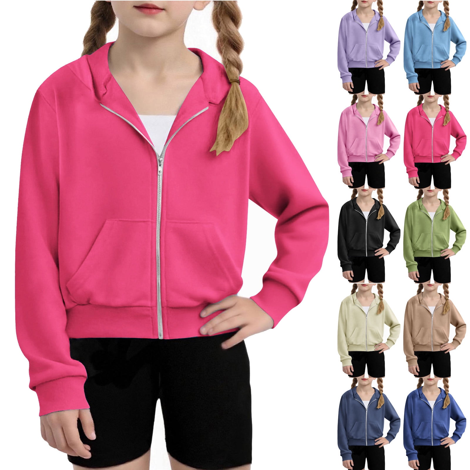 DxhmoneyHX Zip Up Hoodie Toddler Kids Hooded Sweatshirts for Girls ...