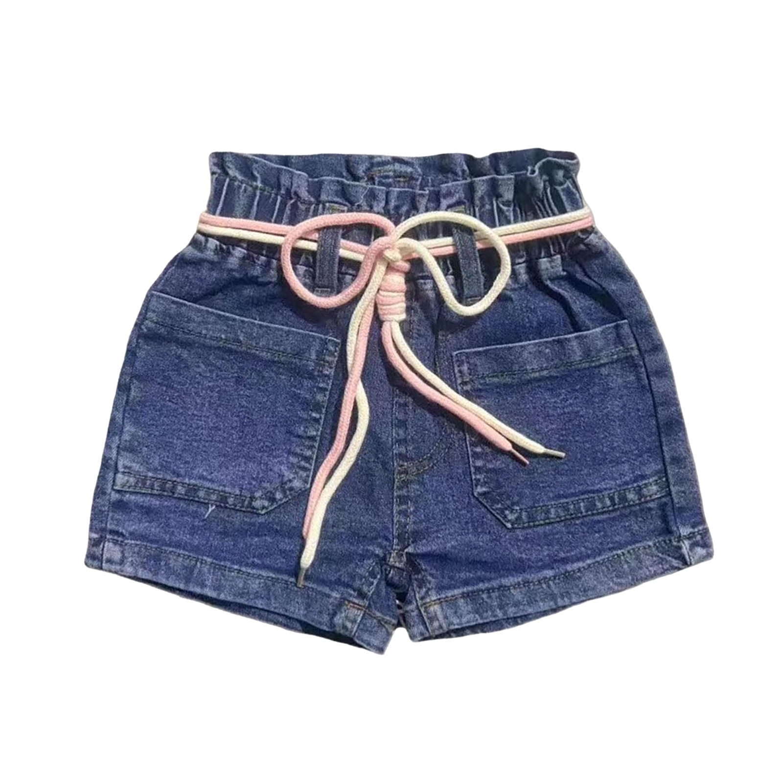 DxhmoneyHXGirls Jean Shorts Elastic Waist Straight Leg Denim Shorts ...