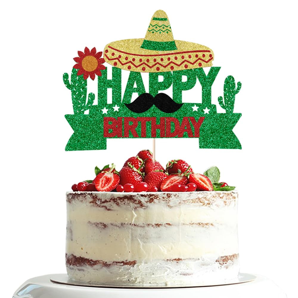 Dxsdgetue Cactus Cake Topper, Fiesta Cake BSL1 Topper, Mexican Theme ...