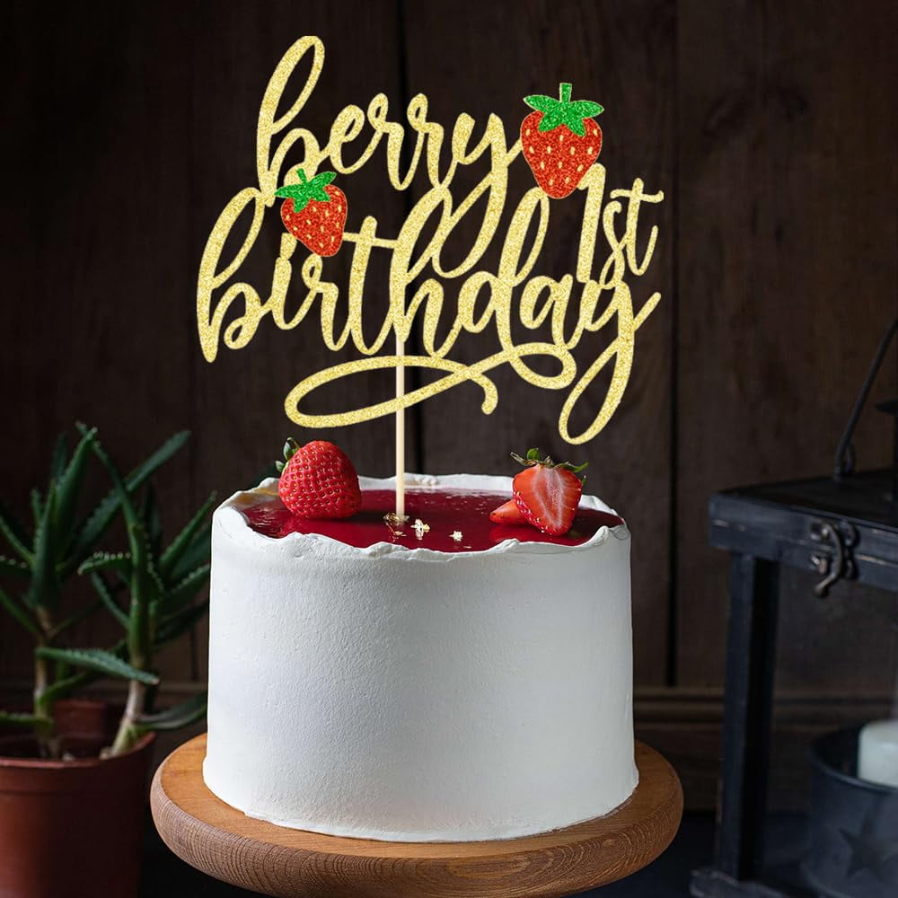 Dxsdgetue Glitter Berry 1st Birthday Cake RST1 Topper Sweet Fruit Theme ...