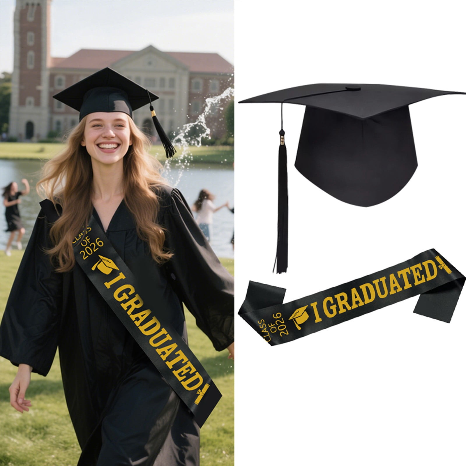 Dxssxc Doctoral Cap and Shoulder Strap Set for Graduation Ceremony ...