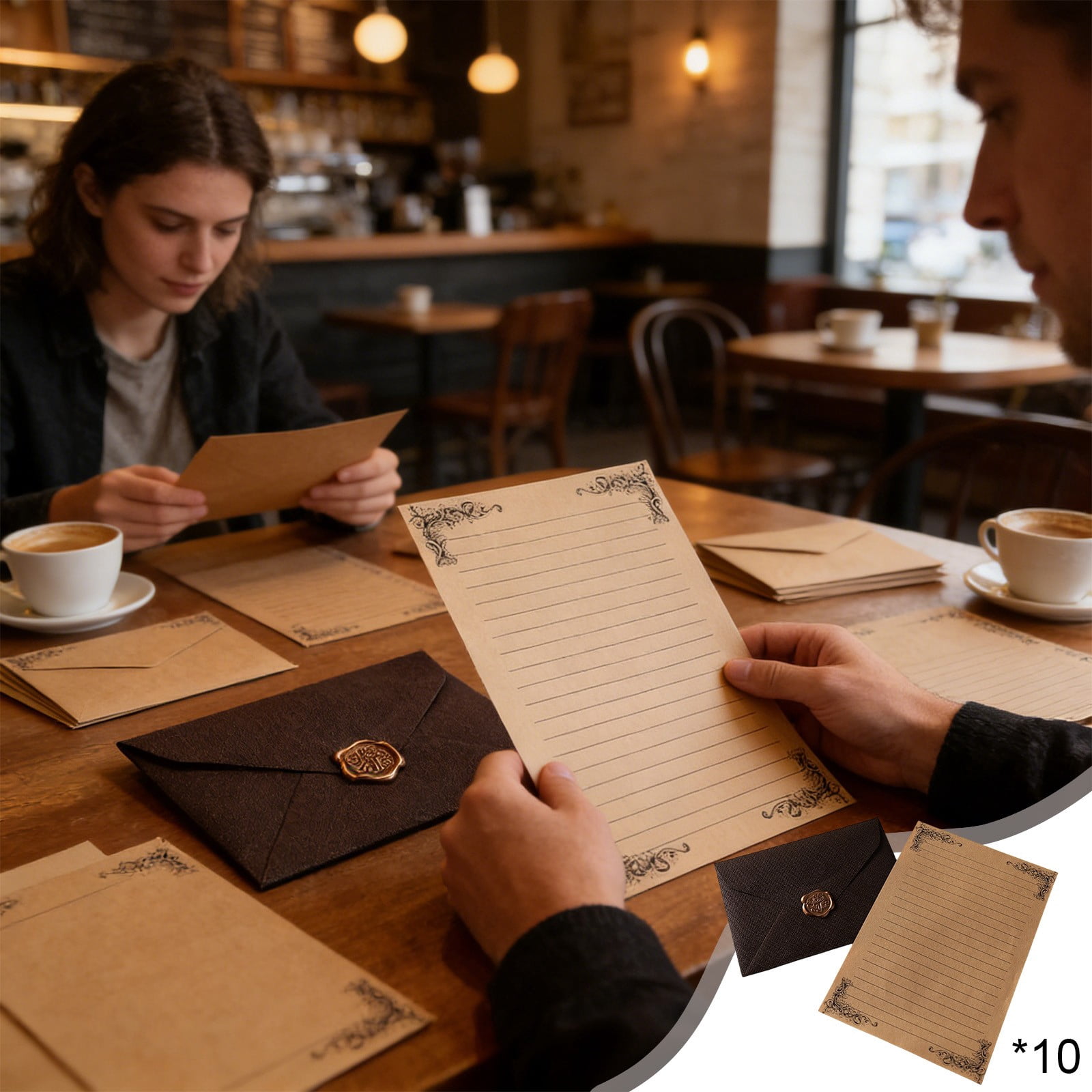 Dxssxc Linen Stationery Paper Set with Wax Seals and Kraft Lined ...