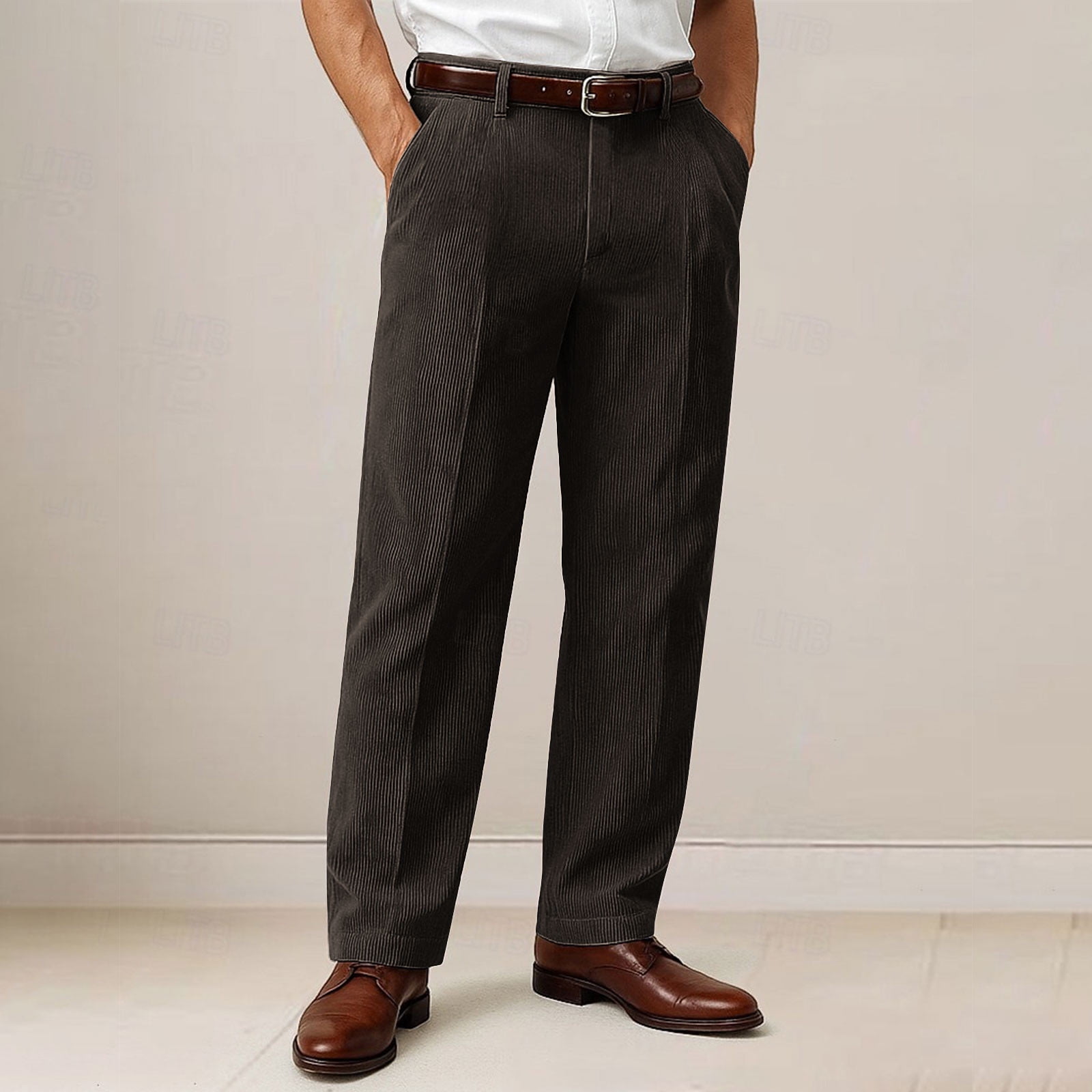 Dxzfnsa Dressy Pants for Mens Casual Solid Color Corduroy Button Long ...