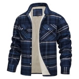 Dxzfnsa Men's Flannel Plaid Coats Mens Fleece Lined Heavyweight Flannel ...