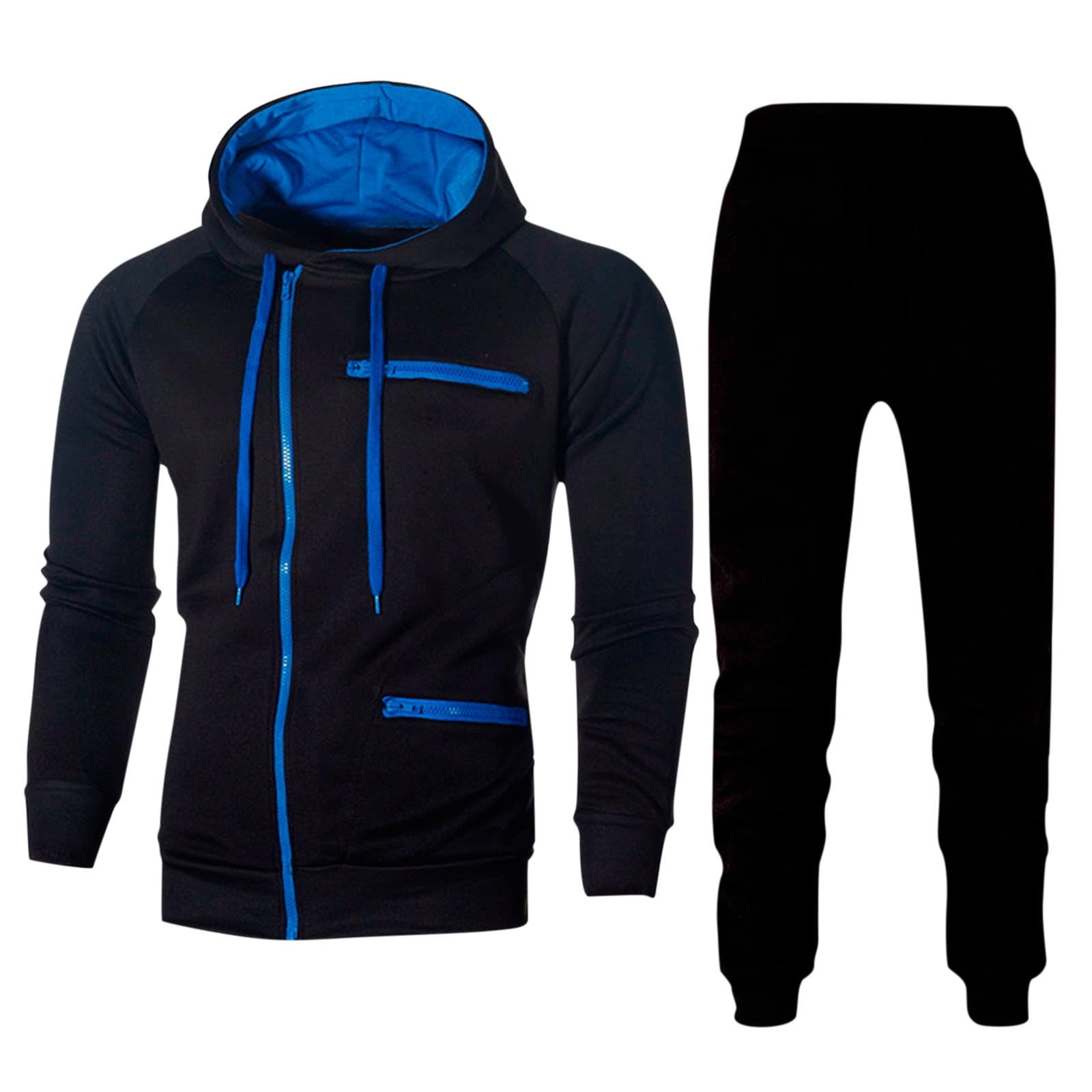 Dxzfnsa Men's Hooded Sweatsuits 2 Piece Sets Solid Color Jogging Track ...