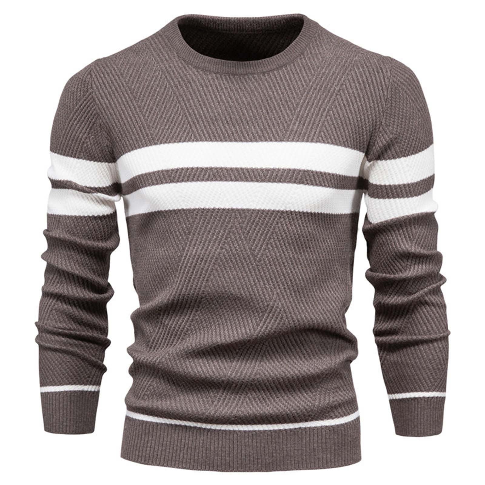 Dxzfnsa Men's Striped Pullover Sweaters Man Fashion Long Sleeve Round ...