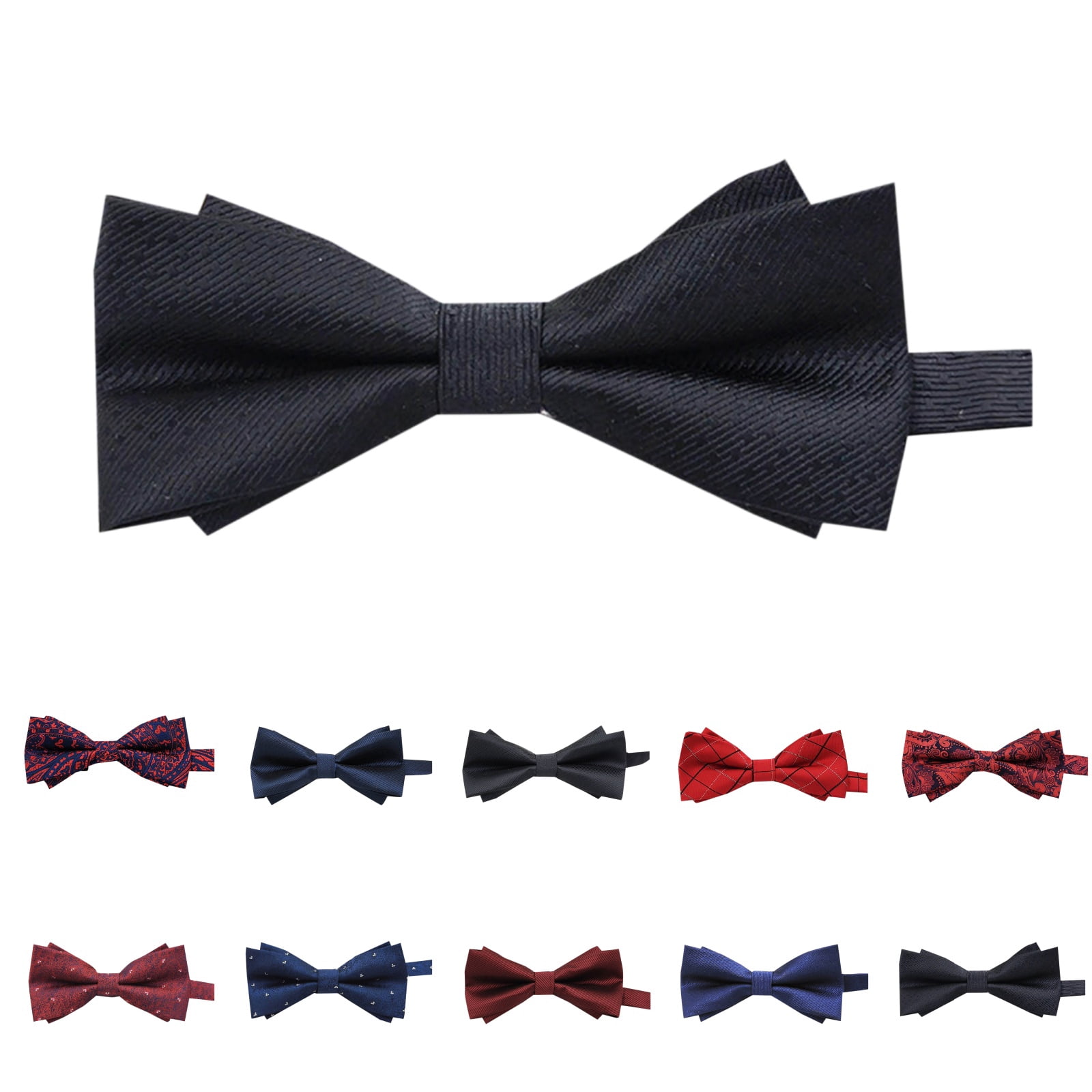 Dxzfnsa Mens Bowties Pre-tied Shape Clip on Bowtie Solid Men Formal ...