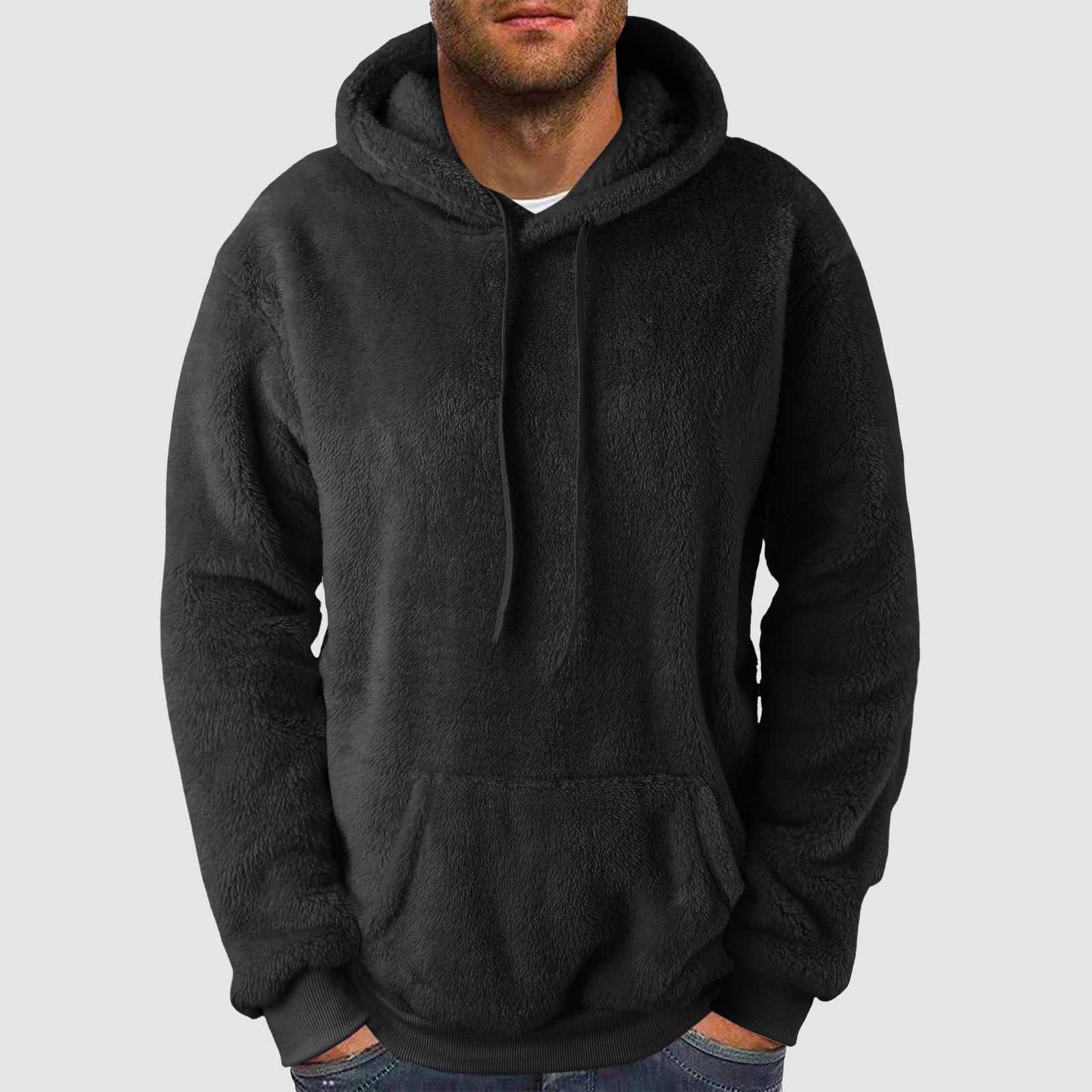 Dxzfnsa Mens Hooded Sweatshirts Men Comfortable Solid Color Hooded ...