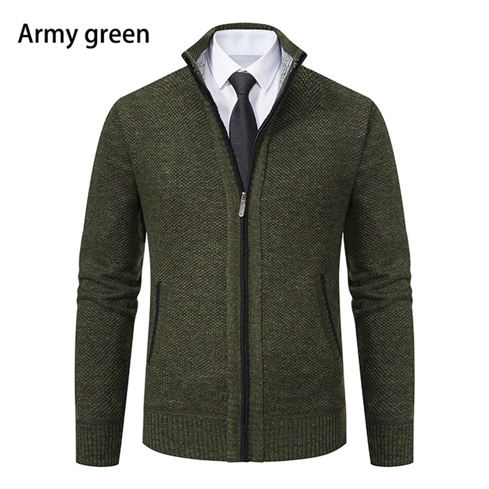 Dxzfnsa Mens Sweater Coats Men Full Zip Up Stand Collar Slim Fit Coats ...