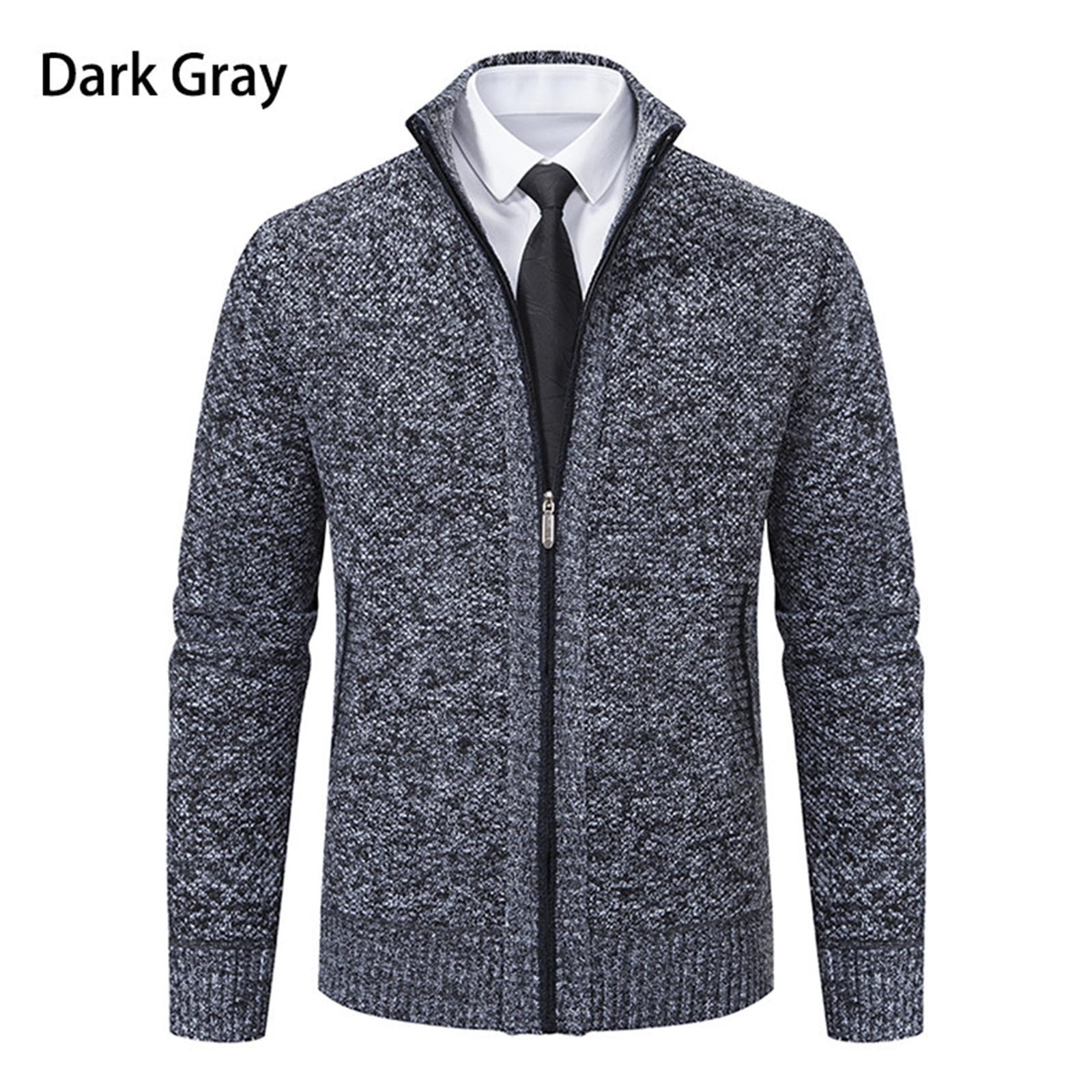 Dxzfnsa Mens Sweater Coats Men Full Zip Up Stand Collar Slim Fit Coats ...