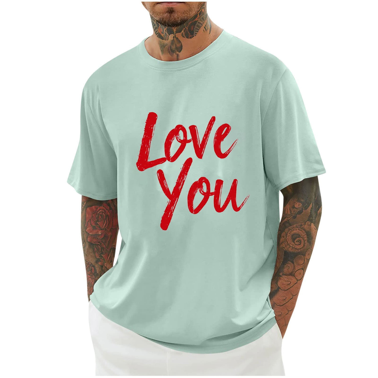Dxzfnsa Mens Valentines Day Shirts Men's Oversized Graphic Print Round ...