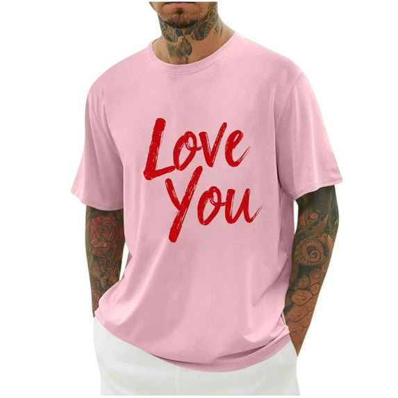 Dxzfnsa Mens Valentines Day Shirts Men's Oversized Graphic Print Round ...