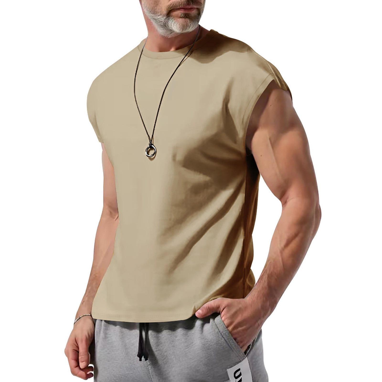 Dxzfnsa Tank Tops for Men Fashion Mens Solid Color Sleeveless Tank Tops ...
