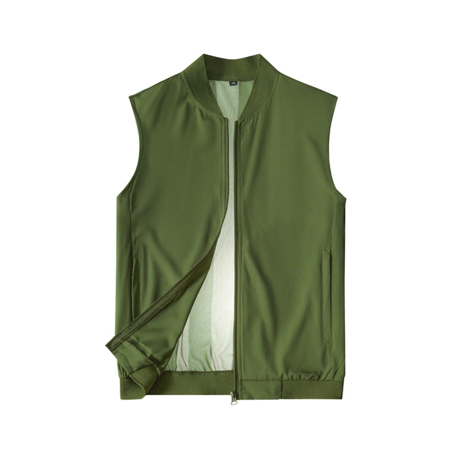 Dxzfnsa Vests for Men Mens Casual Full Zipper Up Solid Color Vest ...
