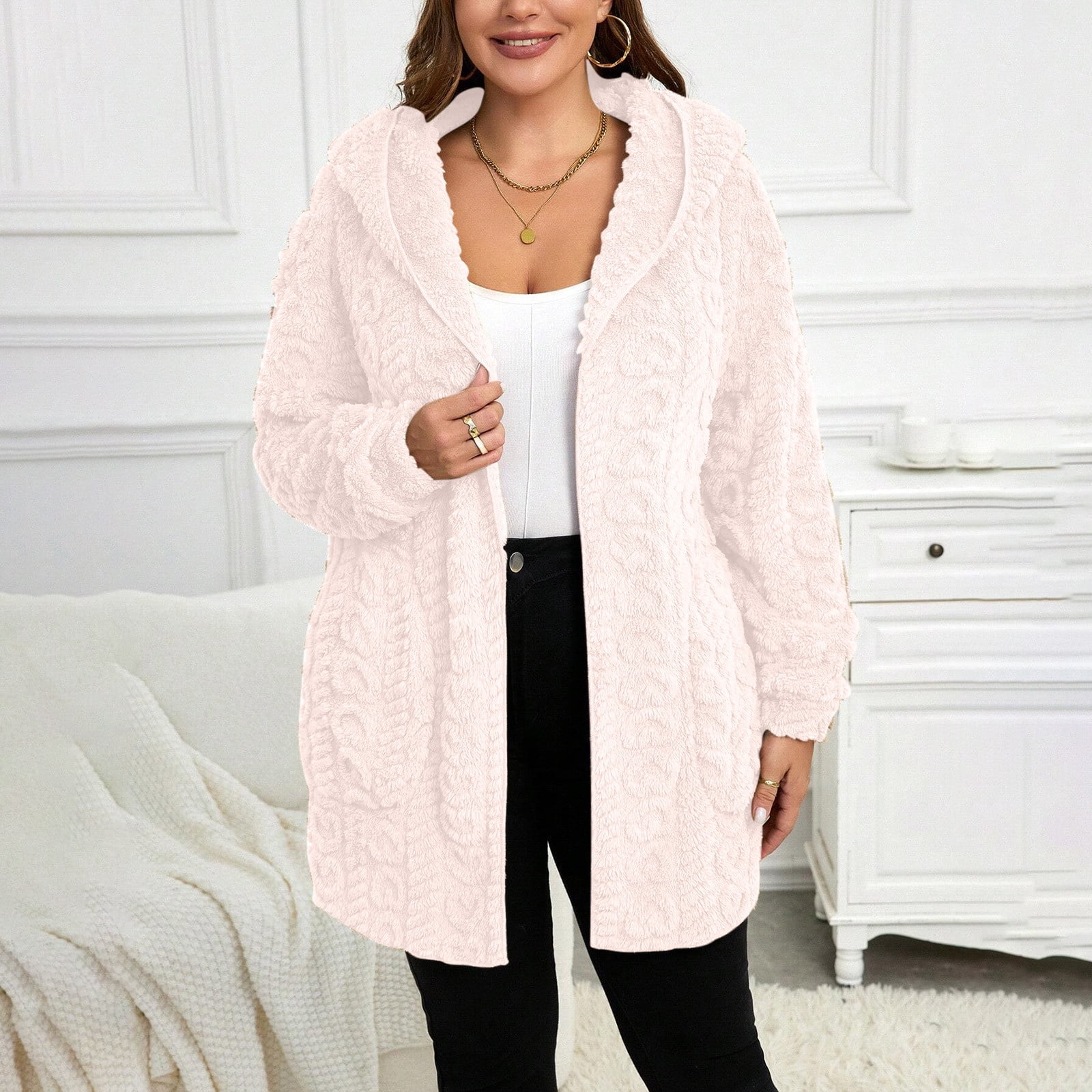 Dxzfnsa Women Cardigan Sweater Jackets Women's Winter Solid Color Faux ...