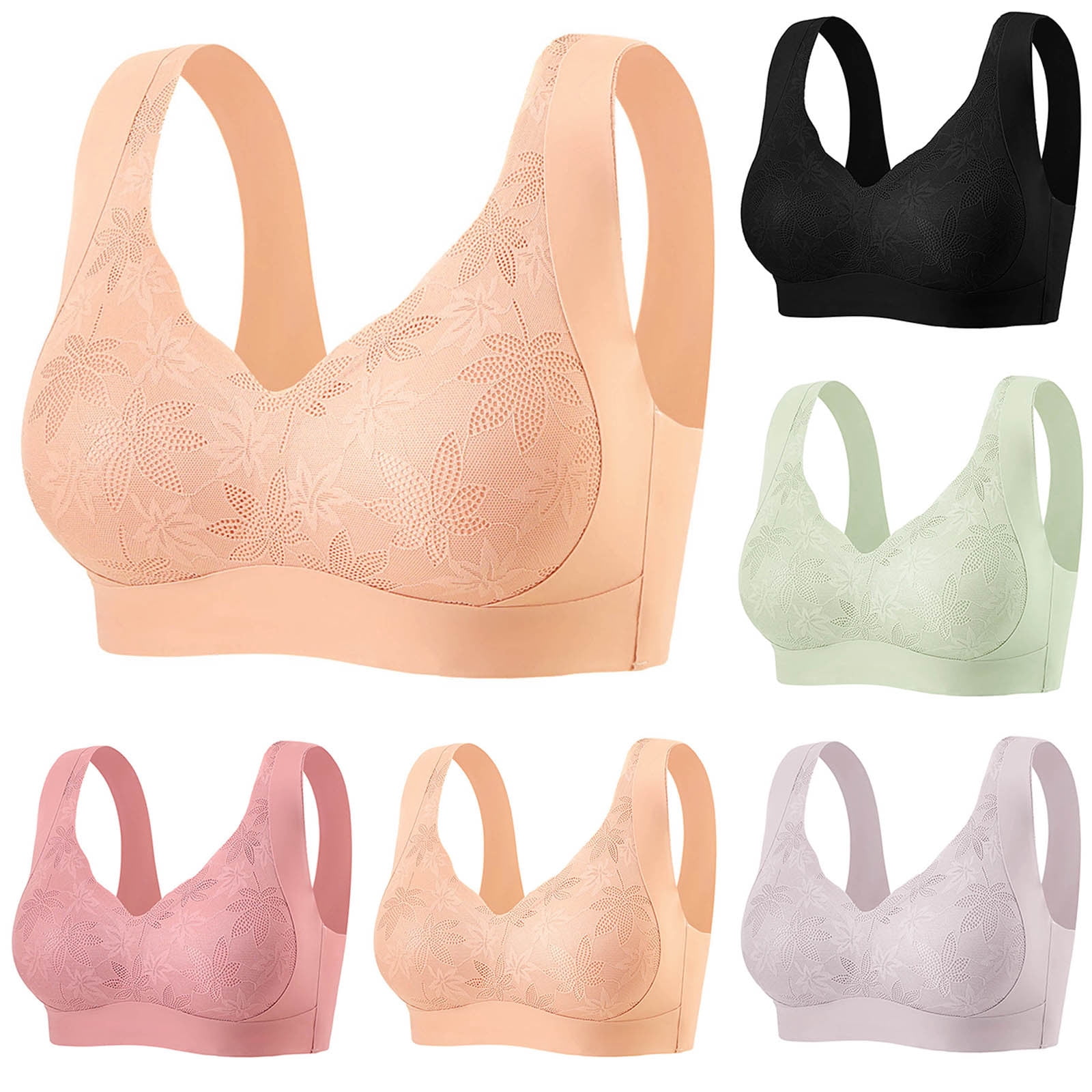 Dxzfnsa Women No Underwire Bra Comfy Seamless Bras Full Coverage Mesh ...
