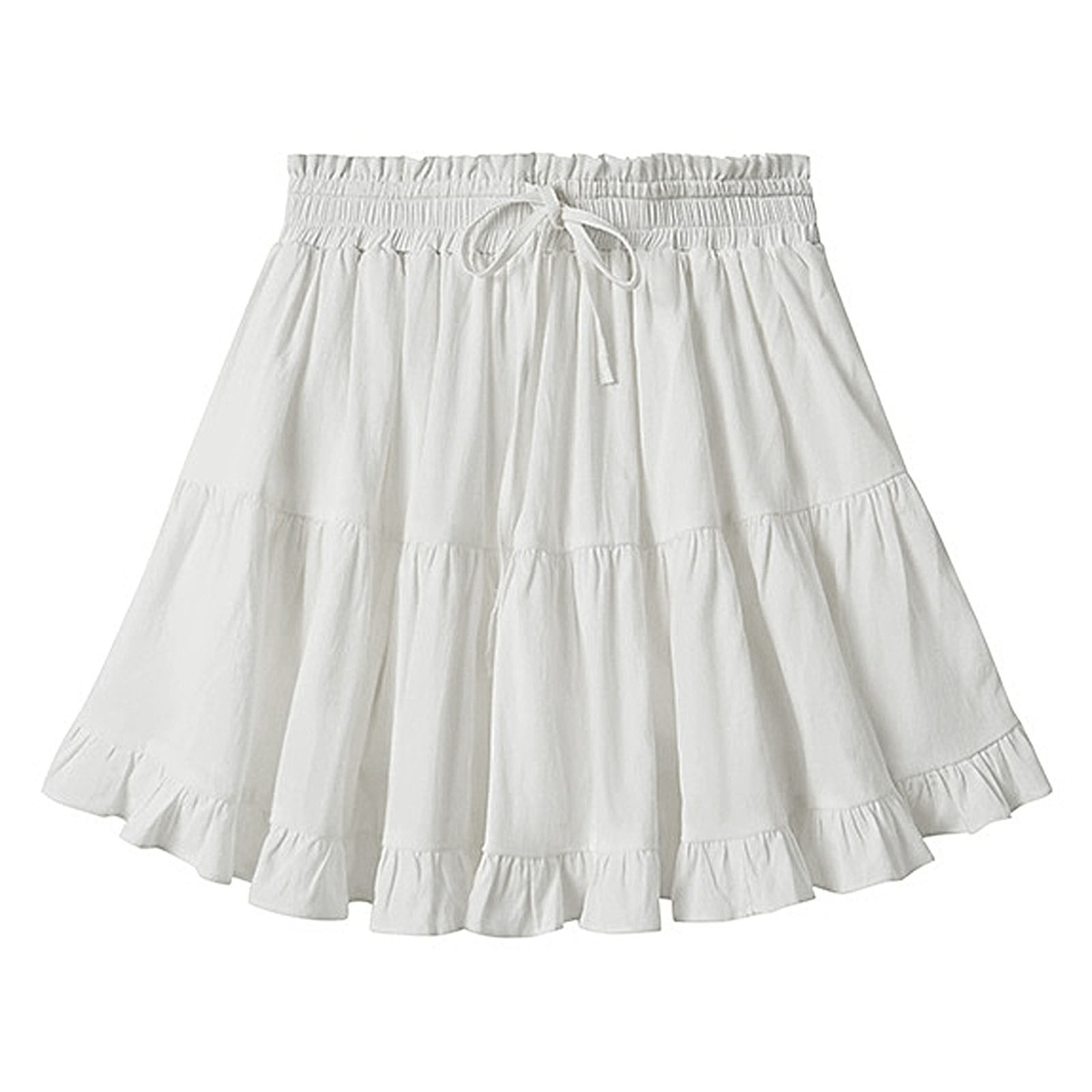 Dxzfnsa Women's Mini Skirts Womens Basic High Waisted Tiered Ruffles ...