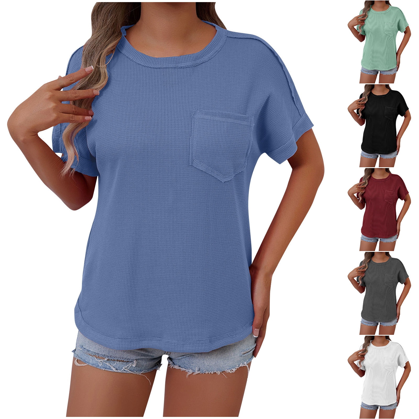Dxzfnsa Womens Short Sleeve T-Shirts Summer Tops Casual Soft Tunic O ...
