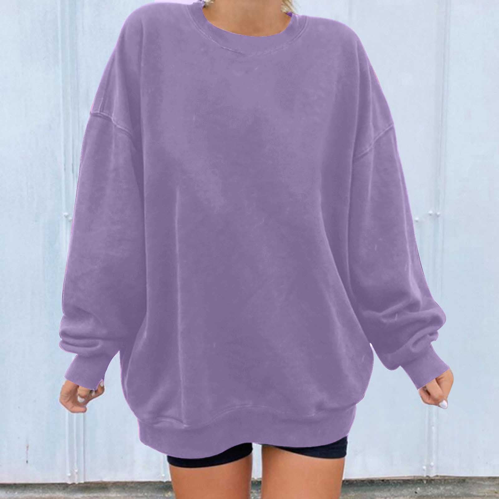Dxzfnsa Womens Sweatshirts Women's Fashion Casual Solid Color Pullovers ...