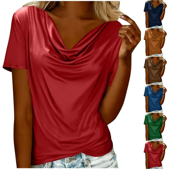 Dxzfnsa Womens T Shirt Summer Tops Short Sleeve Lightweight School ...